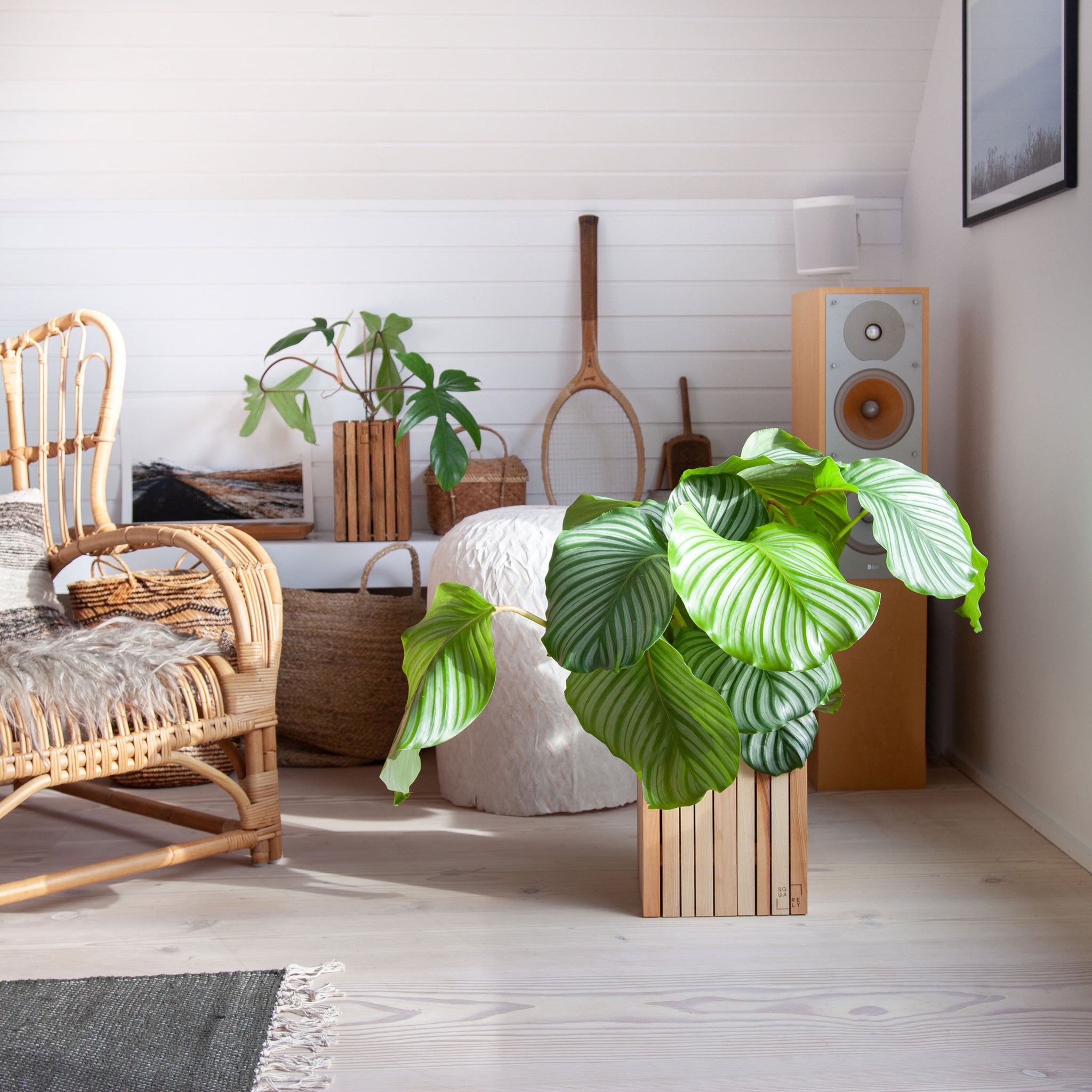 Self-watering planter in wood (ash) GrowOn (22x22x24 cm) – SQUARELY